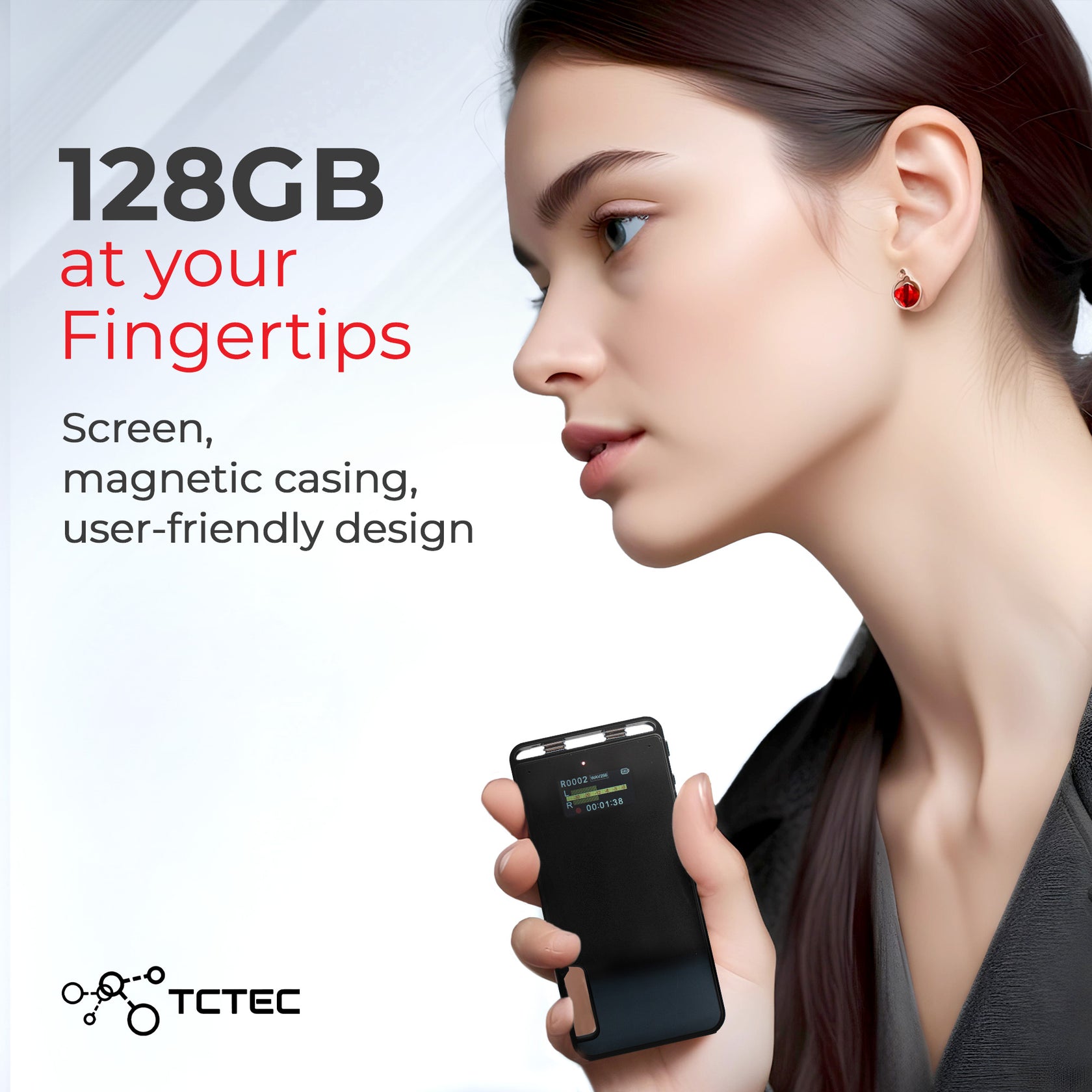 TCTEC AI-Powered Smart Voice Recorder | ChatGPT 4.o | 128GB Storage ...